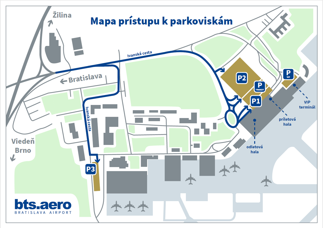 Mapa parkovísk | Letisko Bratislava (BTS) - oficiálna stránka